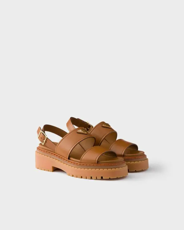 Prada Leather Sandals - Light Tan