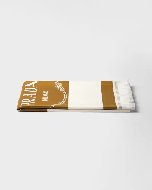Prada Cotton Beach Towel - White/brandy