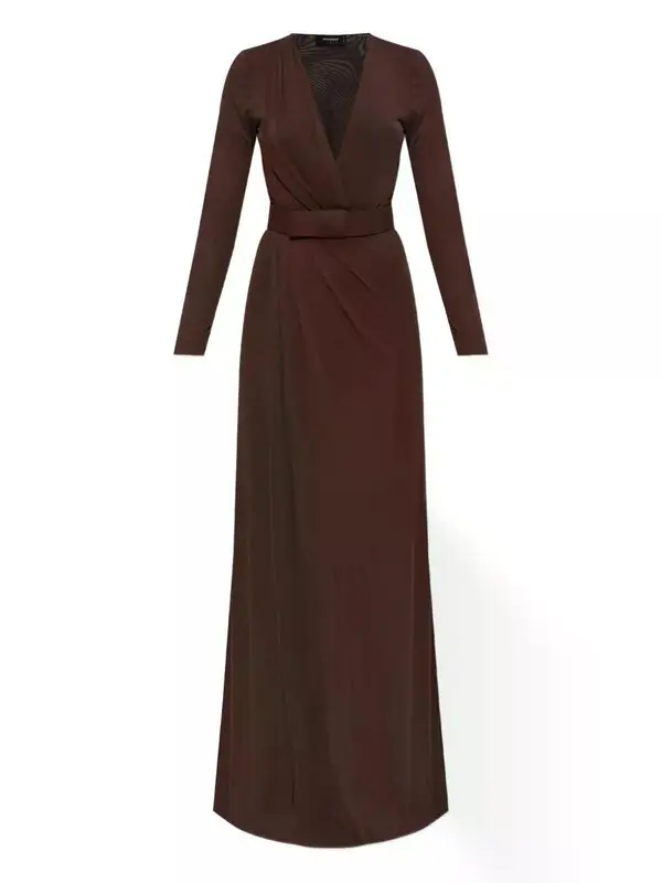 Dsquared2 Long Sleeve V-neck Dress - Brown