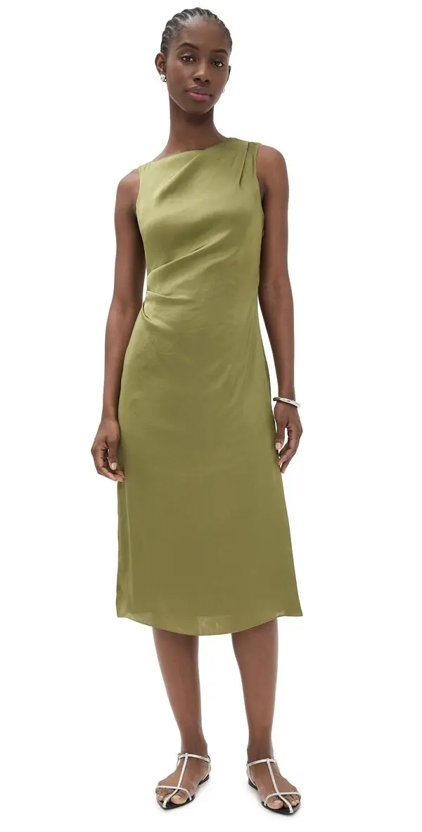 Theory Shoulder Drape Dress - Avocado