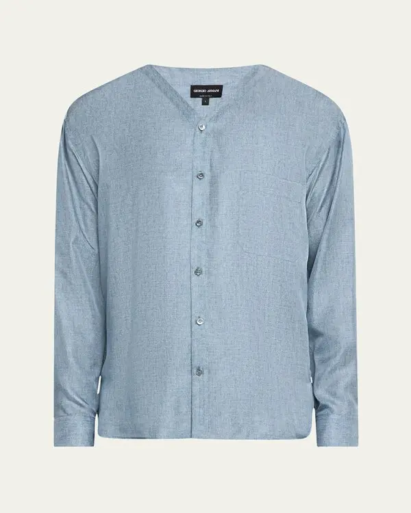 Giorgio Armani Silk Denim Effect Button-down Shirt
