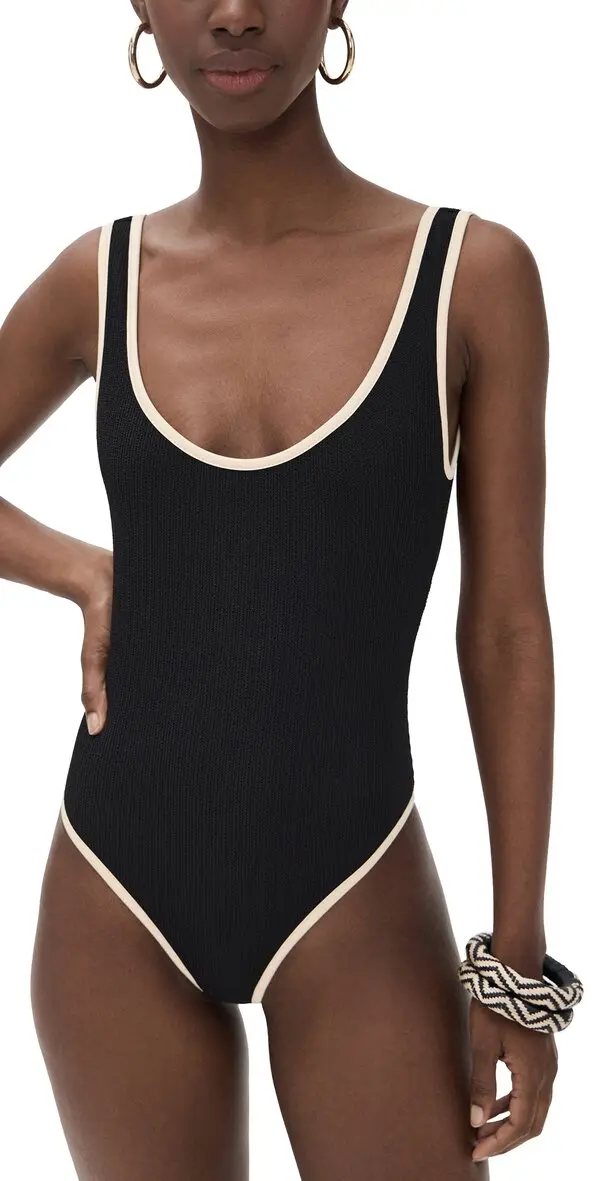 Johanna Ortiz Explorer One-piece Swimsuit - Black/ecru