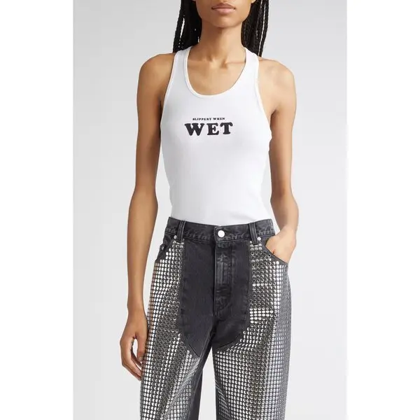 Stella McCartney Flocked Rib Tank - Pure White