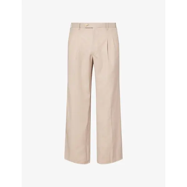 NOBLE & FRESH Raw-cuffs Straight-leg Wool Trousers