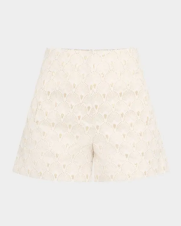 Veronica Beard Jazmin Metallic Embroidered Tailored Shorts - Jazmin Short