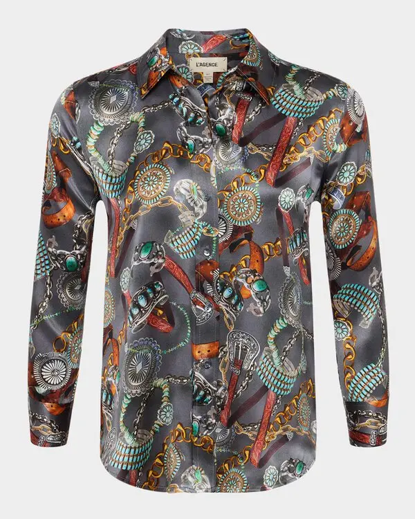 L'Agence Dani Printed Silk Blouse