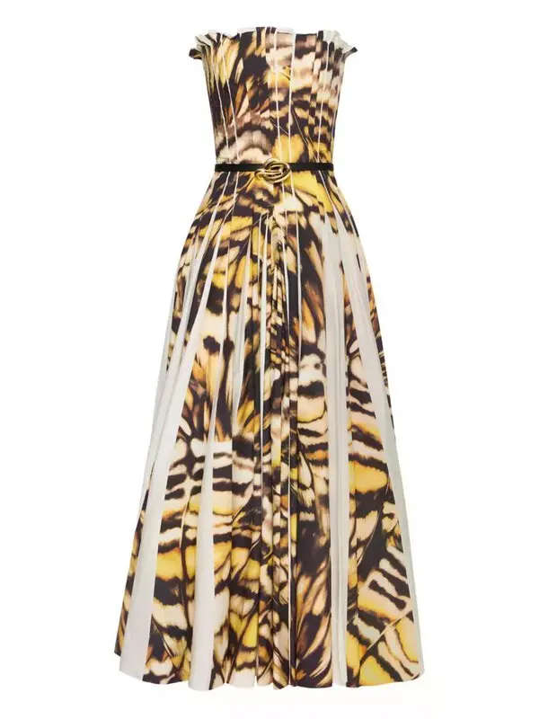Oscar De La Renta Abstract Butterfly Midi Dress