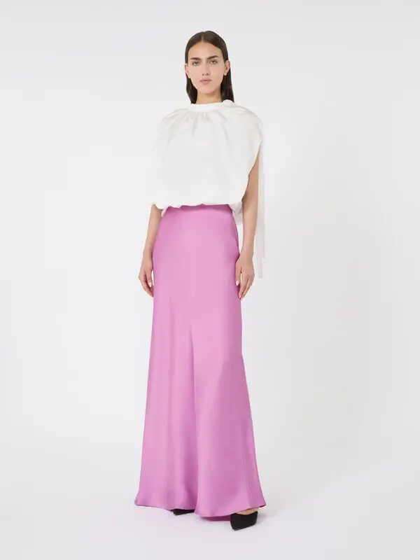 Max Mara Long Envers Satin Skirt - Hydrangea Pink