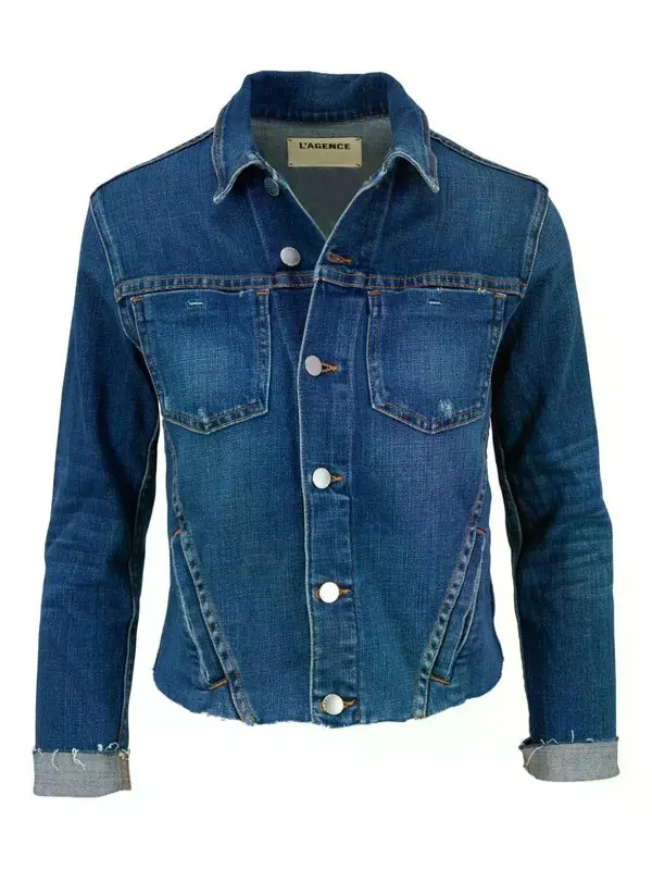 L'Agence Distressed Denim Jacket - Blue