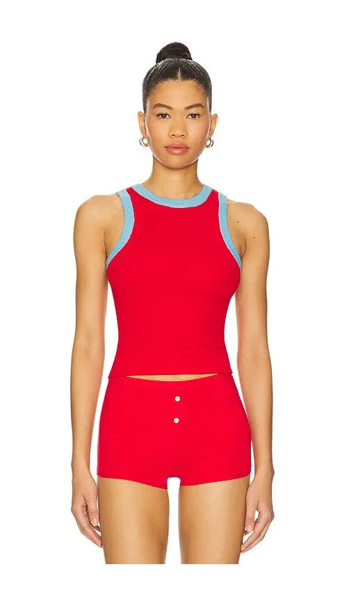 Frankies Bikinis Cuddle Ribbed Knit Tank - Cherry