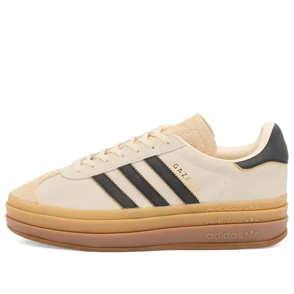 Adidas Gazelle Bold Sneakers - Cream White/black/sand Strata