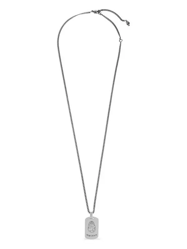 Alexander McQueen Engraved Logo Necklace - Silver