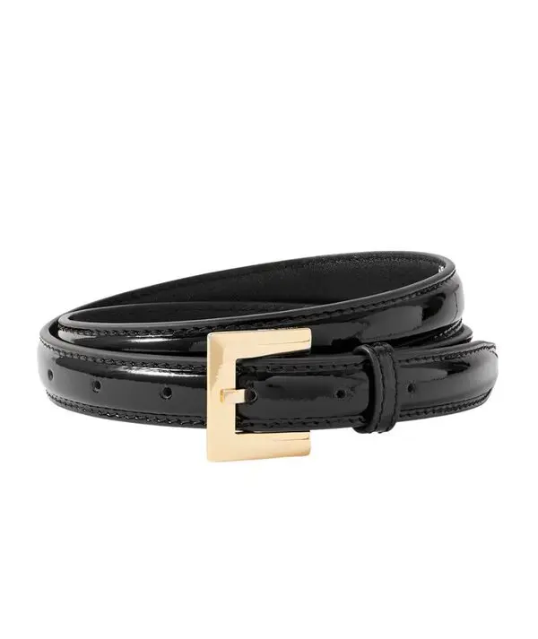 ANINE BING Nicola Patent-leather Belt - Black