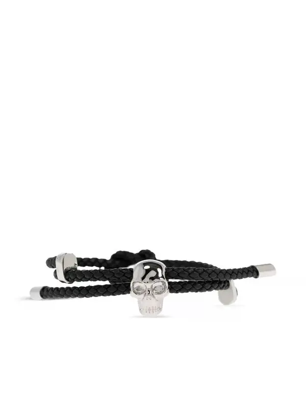 Alexander McQueen Skull-charm Braided Bracelet - Silver