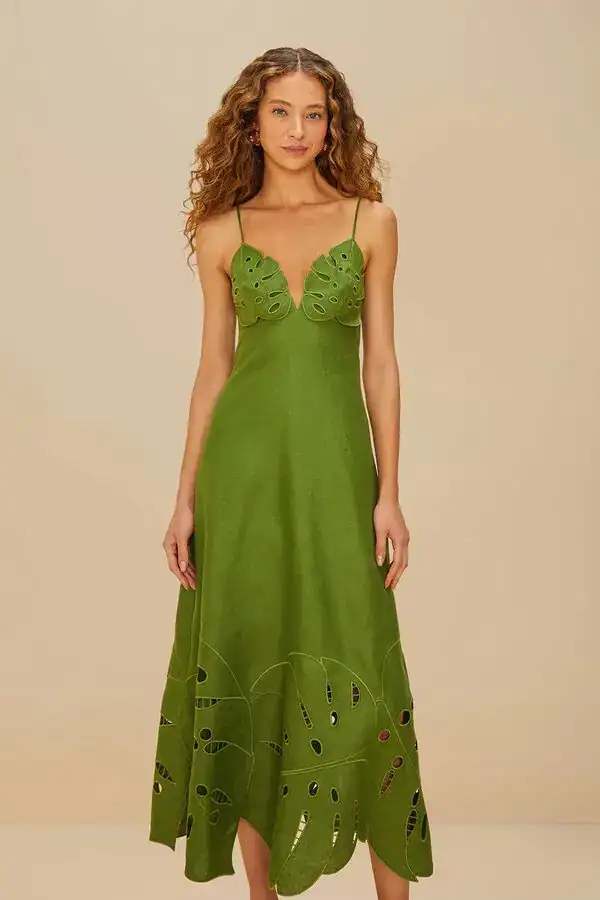 farm rio green leaves cut out midi dress FARM Rio Strapless Dress main image 1