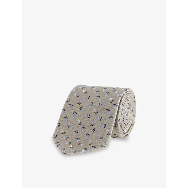 Paul Smith Daisy-motif Silk Neck Tie - Medium Beige