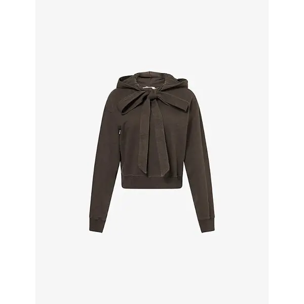JW Anderson Tied-bow Logo-embroidered Hoody - Dark Brown Melange