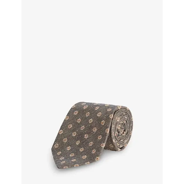 Dunhill Floral-pattern Silk Neck Tie - Blue Indigo