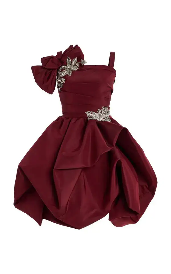 bodycon short dresses Amoris T819 Elegantly Fitted Embellished Formal Gown Burgundy / 2XL