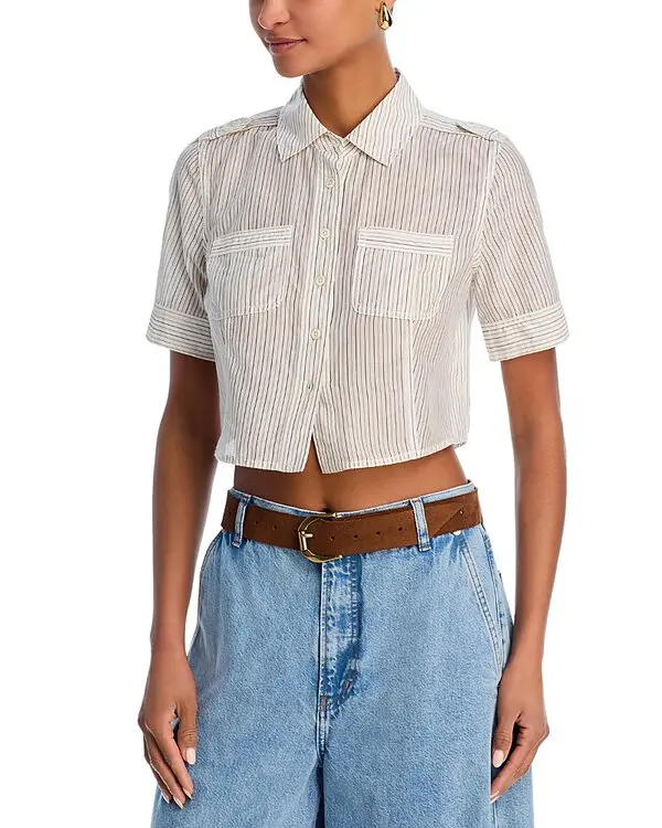 FRAME The Stripe Utility Cotton And Silk Shirt
