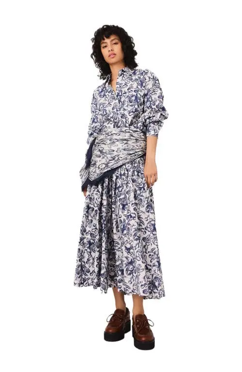 Maje Fruit Print Blouse - Blue Fruits Print