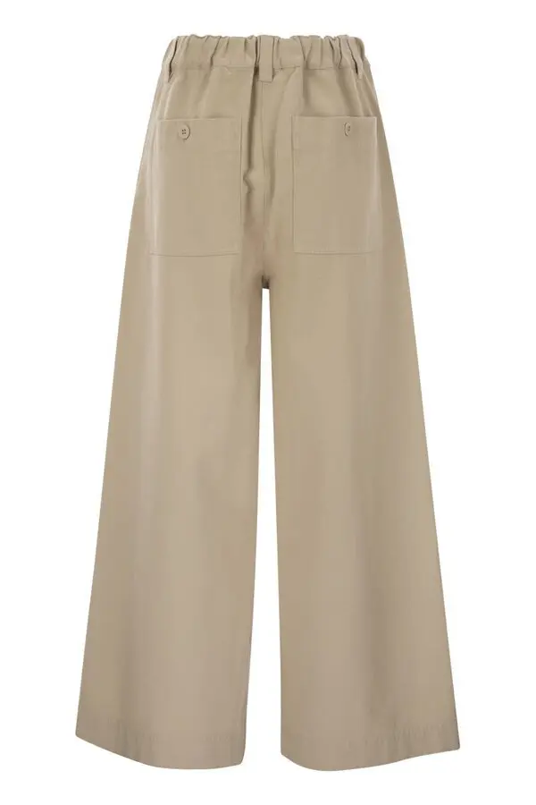 Max Mara Wide Leg Cotton Drill Trousers