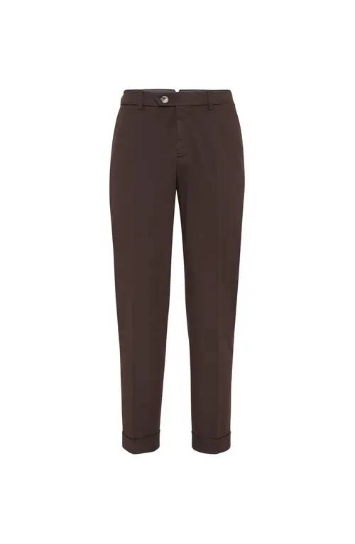 Brunello Cucinelli Garment Dyed Gabardine Trousers - Brown