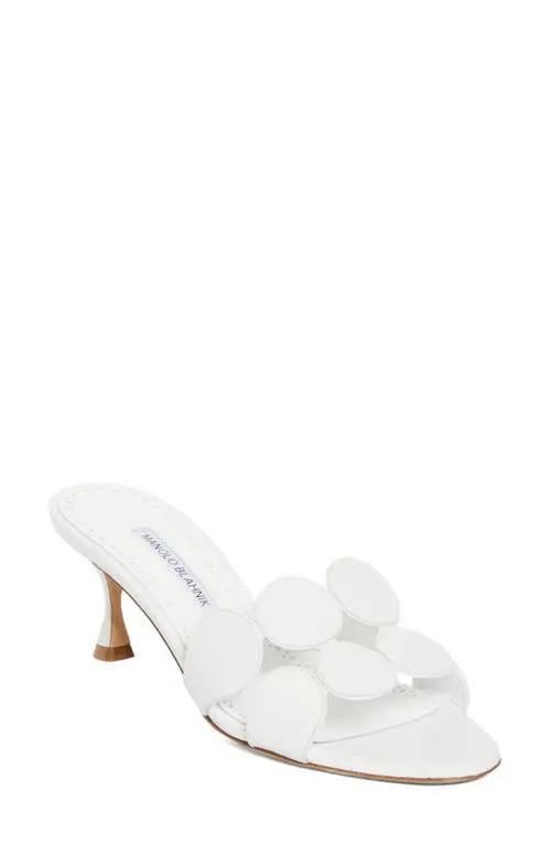 Manolo Blahnik Haribalmu Kitten Heel Sandal - White