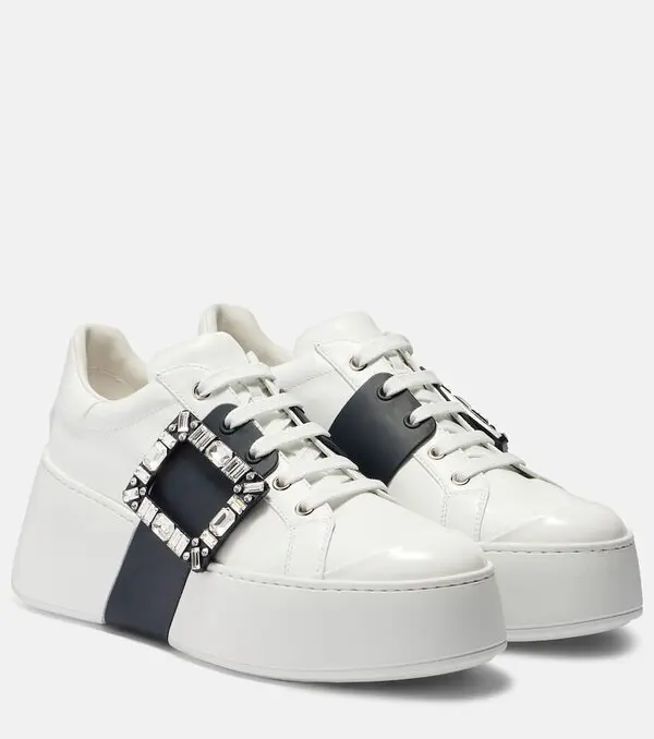ROGER VIVIER Viv Skate Leather Platform Sneakers