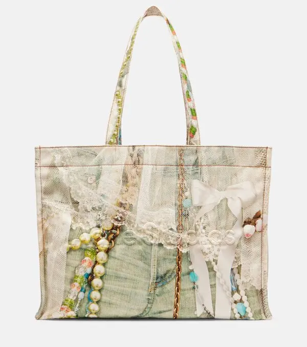 Acne Studios Logo Trompe L'oeil Canvas Tote - White