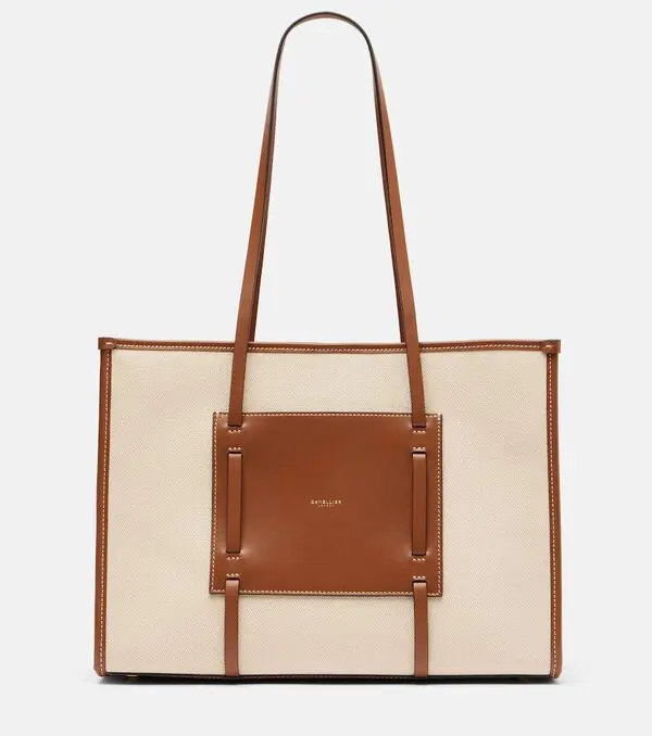 DEMELLIER Capri Leather-trimmed Canvas Tote Bag - Brown