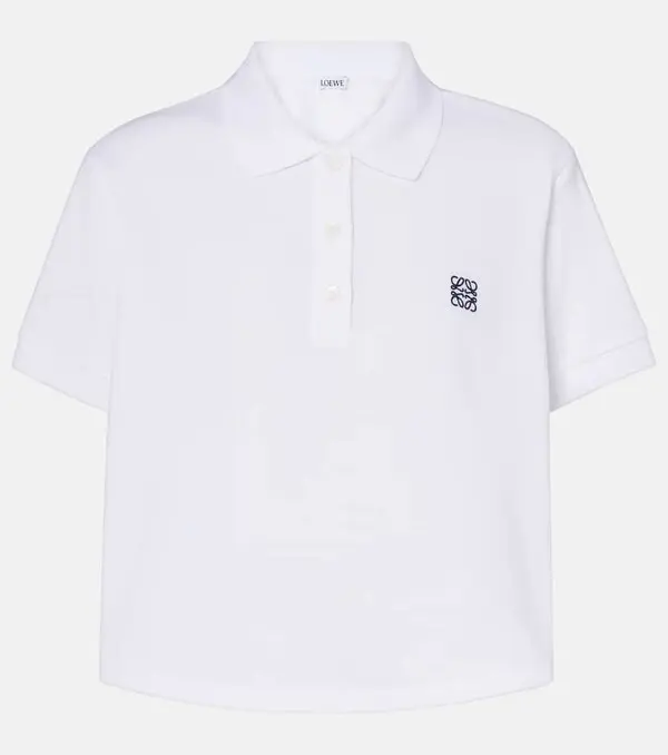 Loewe Anagram Cotton Piqué Polo Shirt - White