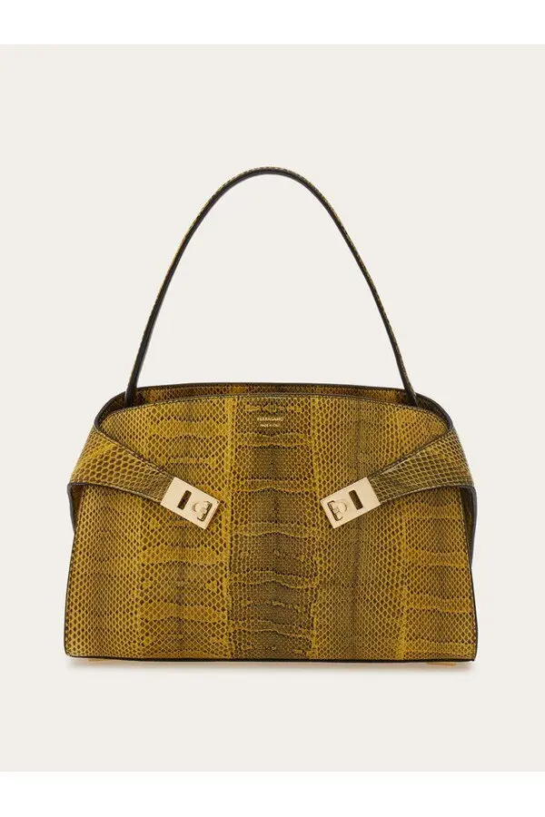 FERRAGAMO Hug Soft Bicolor Shoulder Bag M - Gold