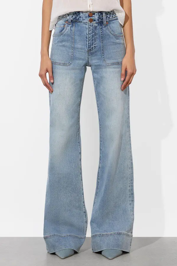 Alice + Olivia Juno Braided Wide-leg Jeans