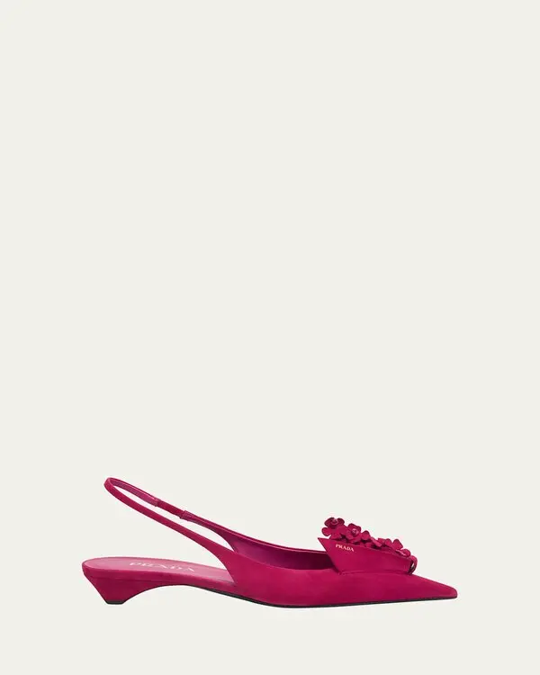 Prada Suede Flower Slingback Pumps
