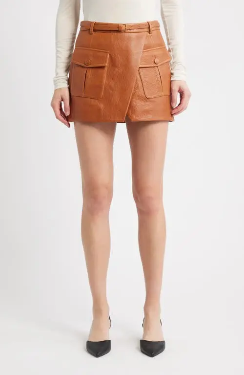 FRAME Leather Mini Wrap Skirt