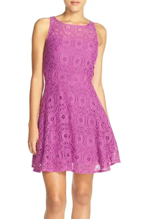 lace back fit and flare dress Essense of Australia Lace Fit-and-Flare Gown main image 0