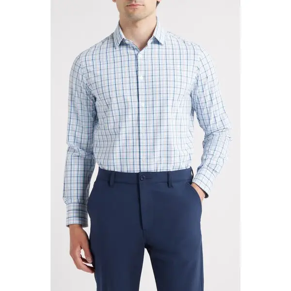 Mizzen+main Leeward Trim Fit Plaid Stretch Button-up Shirt