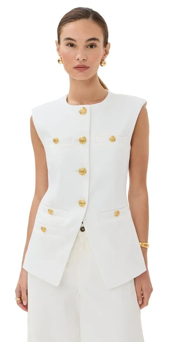 Veronica Beard Tamara Buttoned Vest - Off White