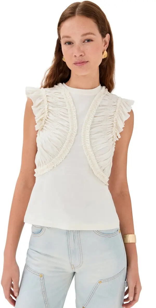 Ulla Johnson Val Sleeveless Ruffled Top - Pristine