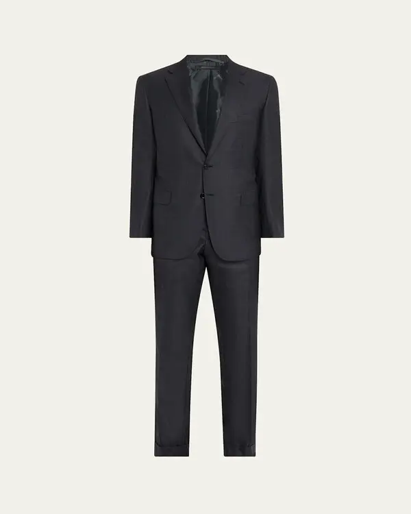 Brioni Wool And Silk Tonal Check Two-piece Suit