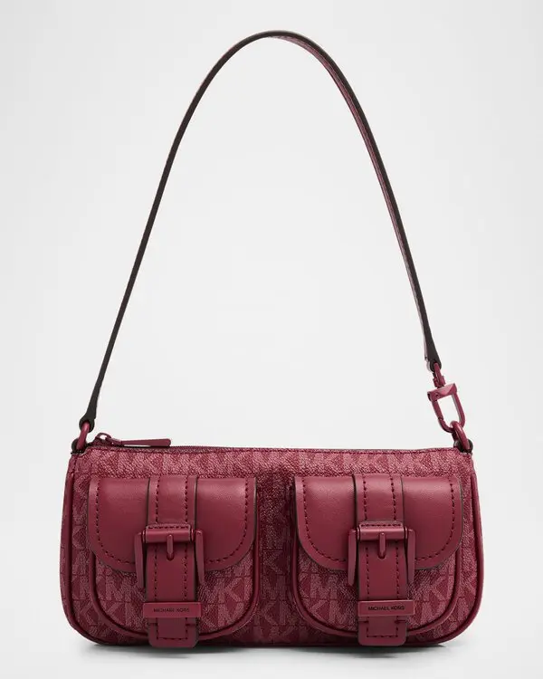 Michael Kors Small Convertible Signature Logo Pouchette - Mulberry