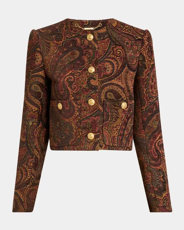 Chloé Paisley Velvet Single-breasted Jacket - Multicolor Red 1