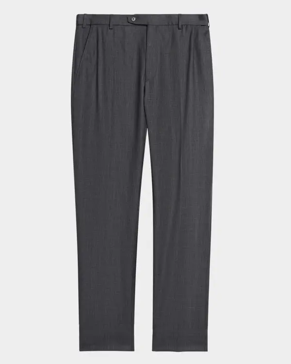 Brioni Wool Textured Straight-fit Formal Pants - Graphite