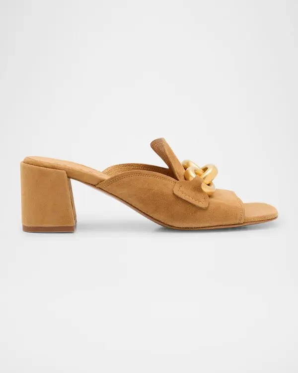 PEDRO GARCIA Umita Suede Mule Sandals - Acorn Plush Suede-gold