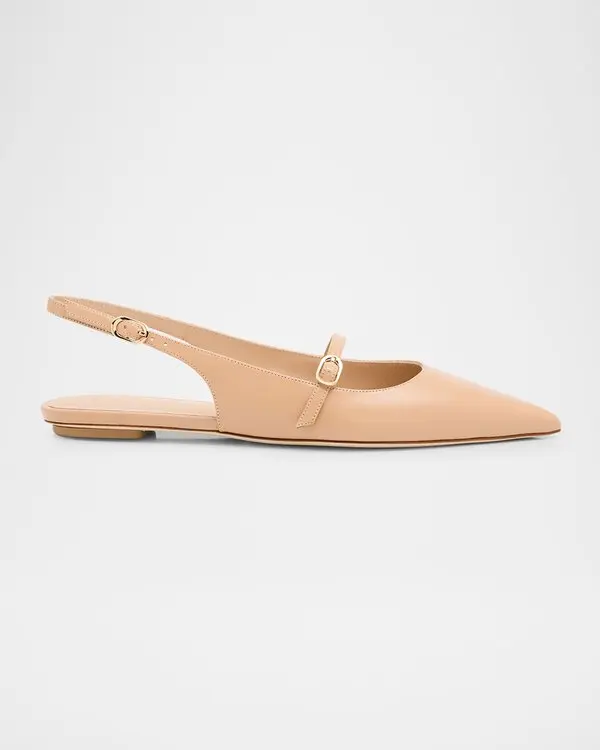 STUART WEITZMAN Emilia Mary Jane Slingback Ballerina Flats - Beige