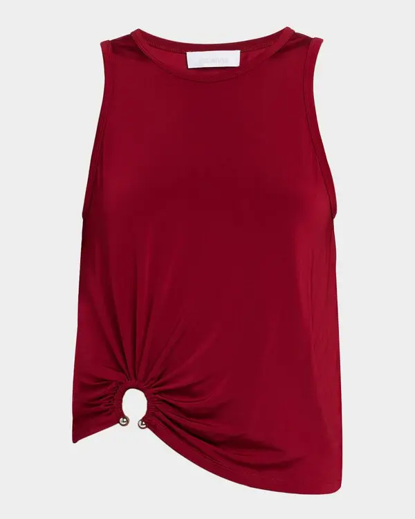 Rabanne Gathered O-ring Tank Top - Ruby Red