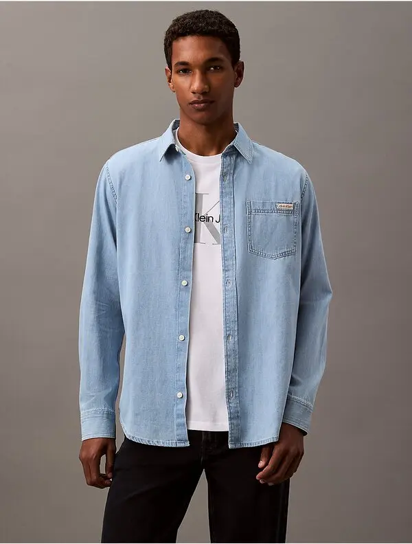 Calvin Klein Classic Denim Button-down Shirt - Stevie Blue