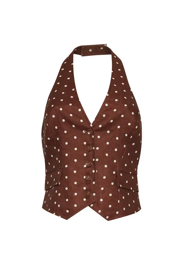 Cara Cara Prescott Fitted Vest Top - Dots Khaki