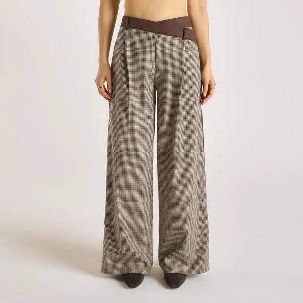 Lounge Houndstooth Wide-leg Trousers